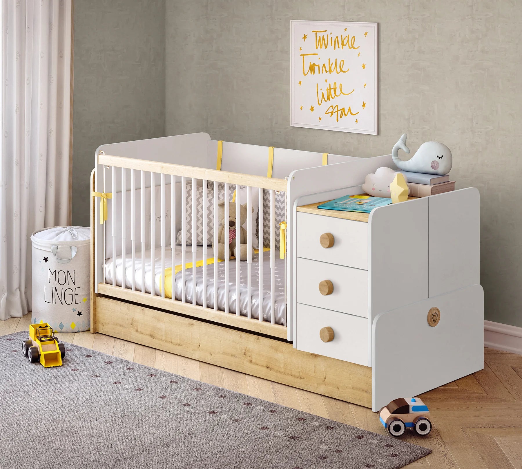 Natura Baby Krevat Bebi me tundje dhe i transformueshem (70x115-70x160 ...
